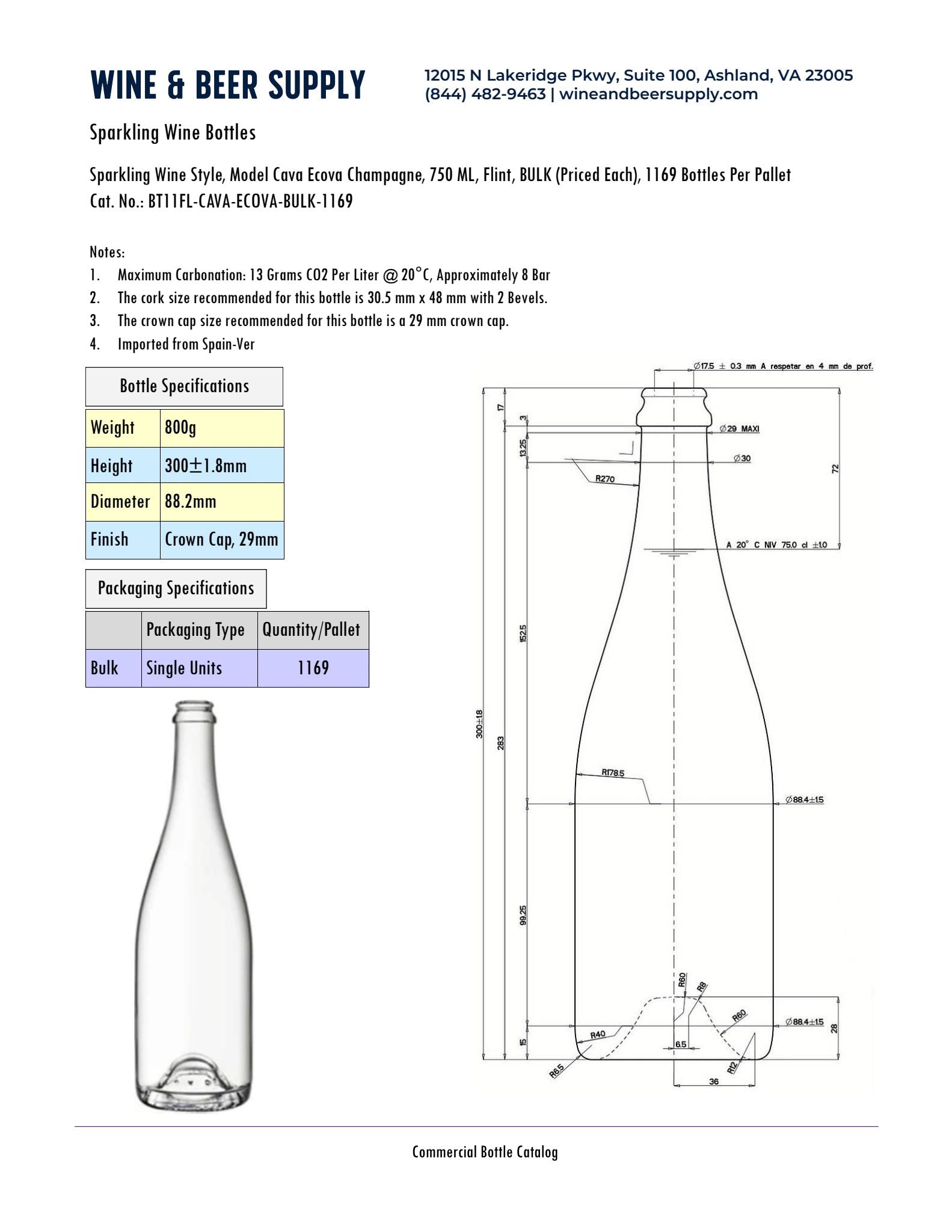 750ml Cava Sparkling Wine Bottles Antique Green Bulk Pallet - Wholesale ...